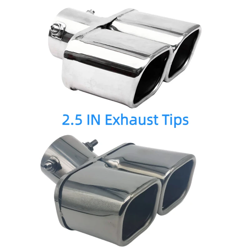1-PCS-Silver-Black-Car-Dual-Exhaust-Tip-Square-Outlet-Exhaust-Pipe ...