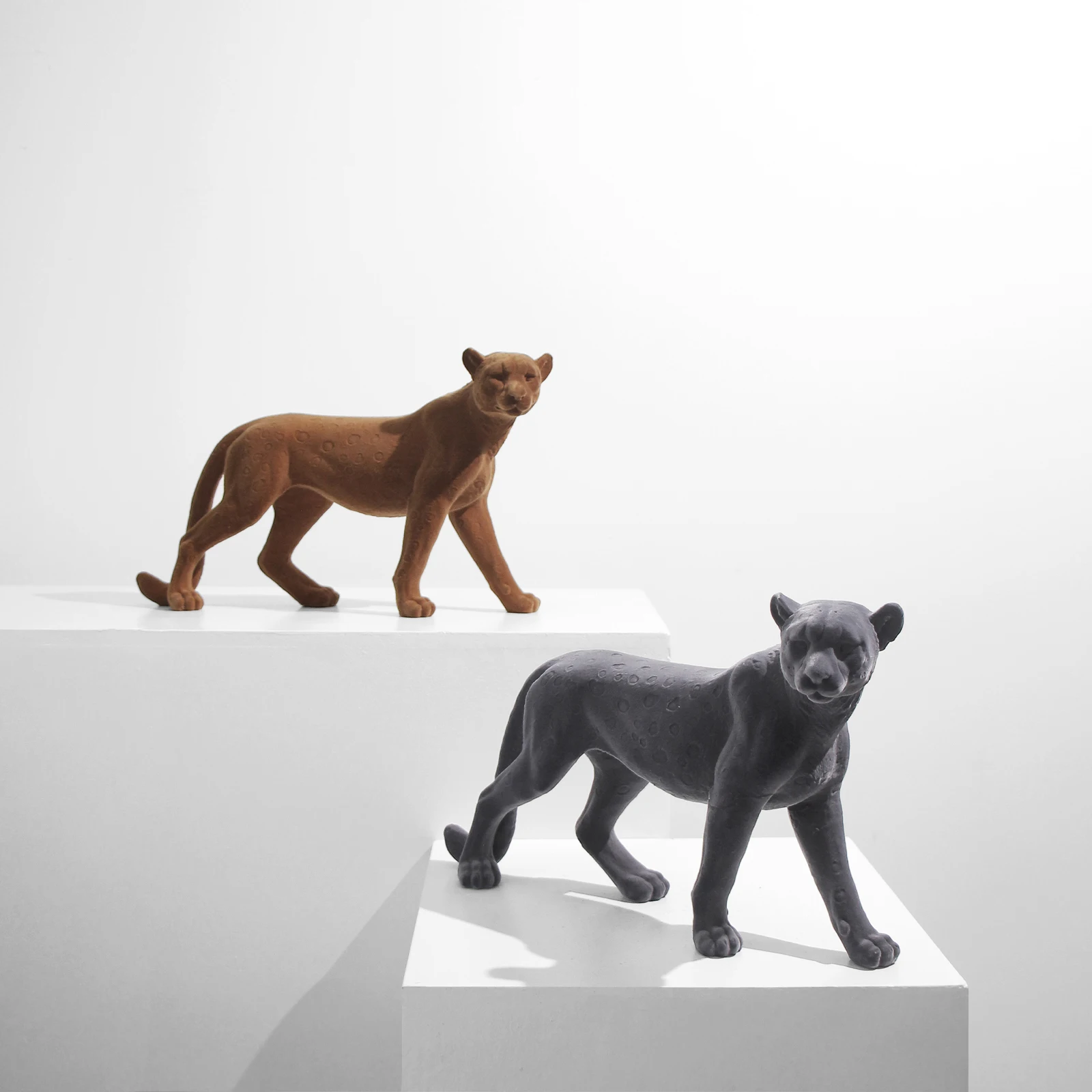 Brown-Grey-Flocking-Texture-Cheetah-Statue-Resin-Figurine-Interior ...