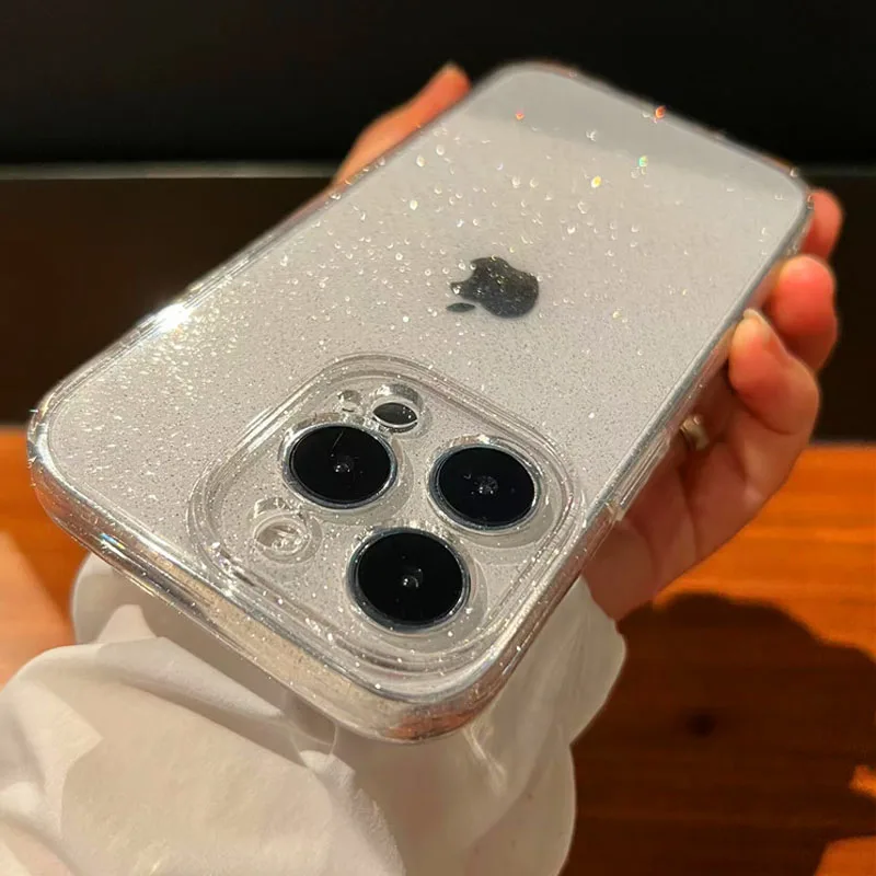 Coque-transparente-paillettes-Bling-pour-iPhone-coque-souple ...