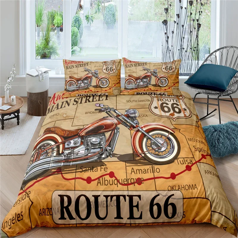Home-Living-Luxury-Route-66-Print-2-3Pcs-Soft-Duvet-Cover-PillowCase ...