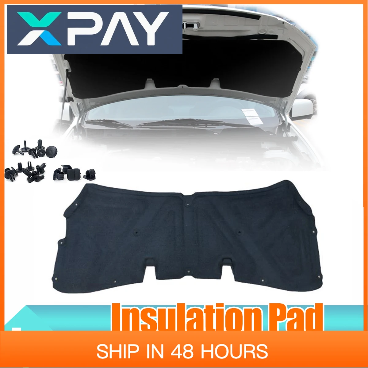 Front Engine Hood Insulation Pad Sound Heat Soundproof Cotton Mat Cover ...