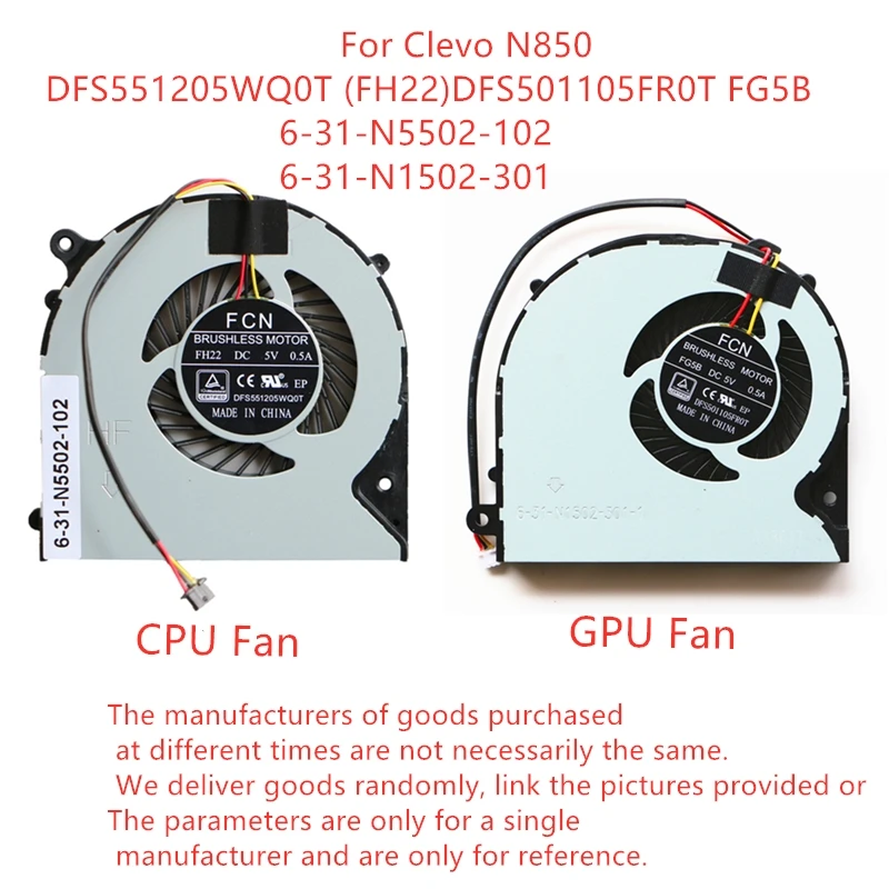 New-Laptop-CPU-GPU-Cooling-Fan-For-Clevo-N850-fan-DFS551205WQ0T-FH22 ...