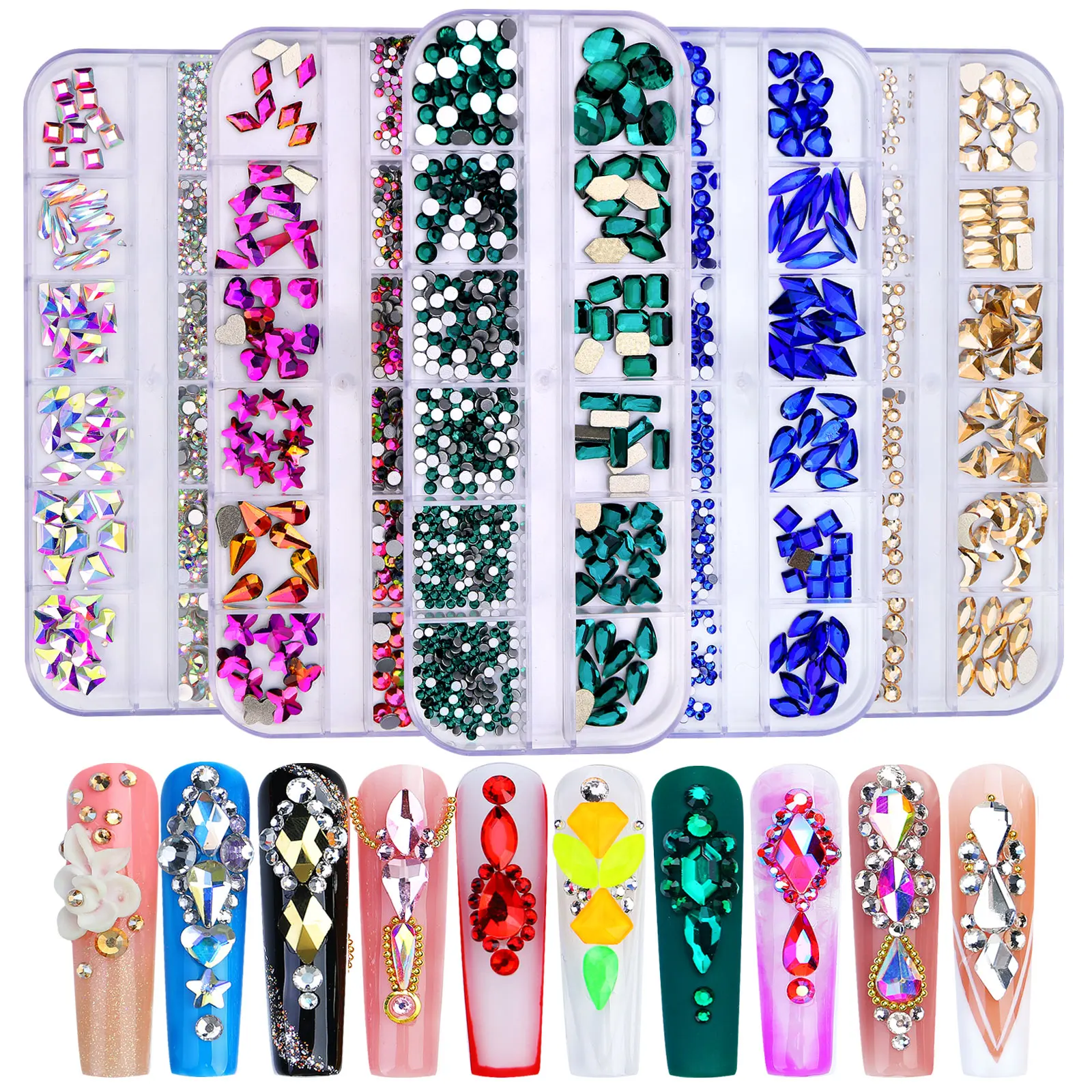 12-Grids-Box-Multi-Size-Nail-Art-Rhinestone-Decorations-AB-Crystal ...