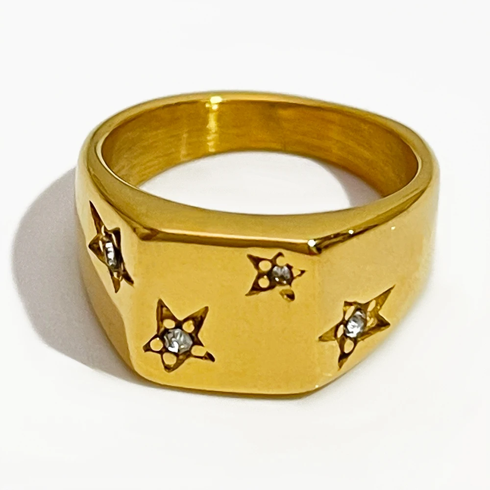 Peri-sBox-Gold-Plated-Rhinestones-Square-Starburst-Signet-Ring-Women ...