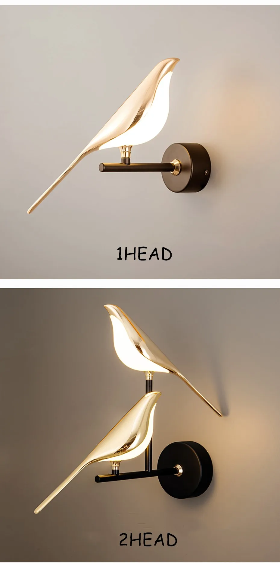 Nordic Art Deco LED Swan Wall Lamp for Bedroom Bedside wall Living ...