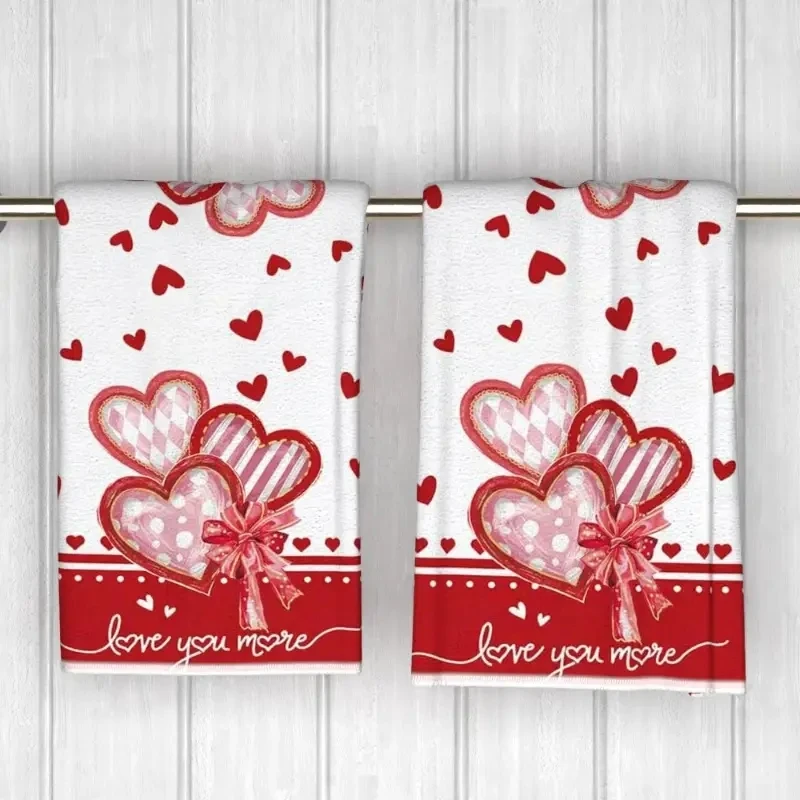 2 sets of romantic heart-shaped towels, 40 * 60cm, suitable for kitchen ...