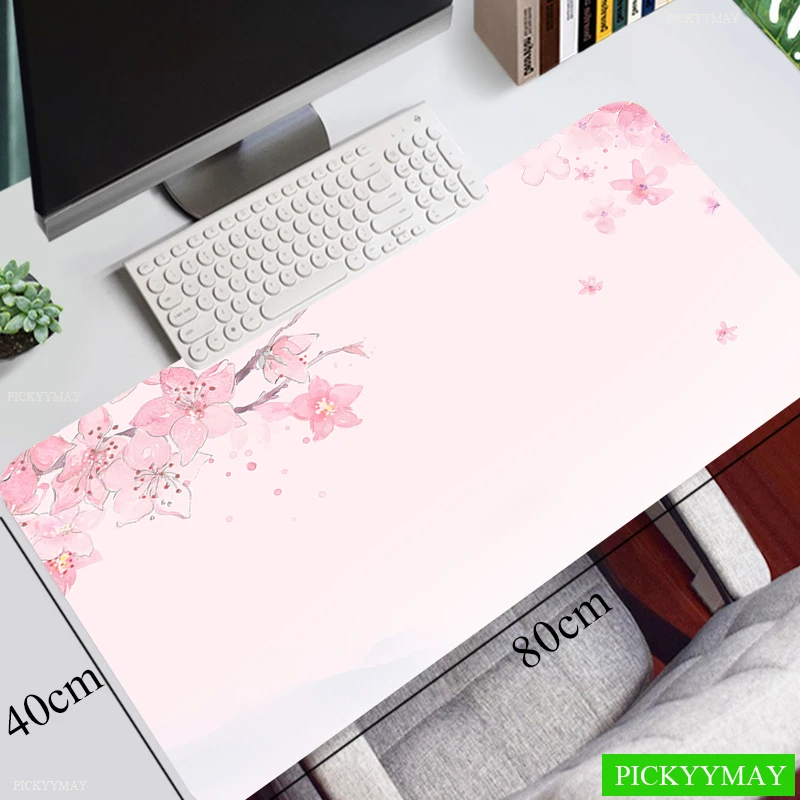 Pink Cherry Blossoms Speed Locking Edge Large Natural Rubber Mouse Pad ...