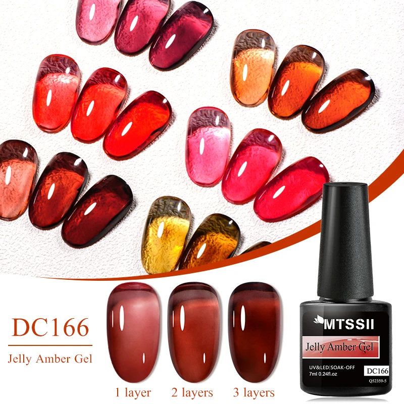7ml Jelly Amber Gel Nail Polish Brown Crystal Translucent Dull Color ...