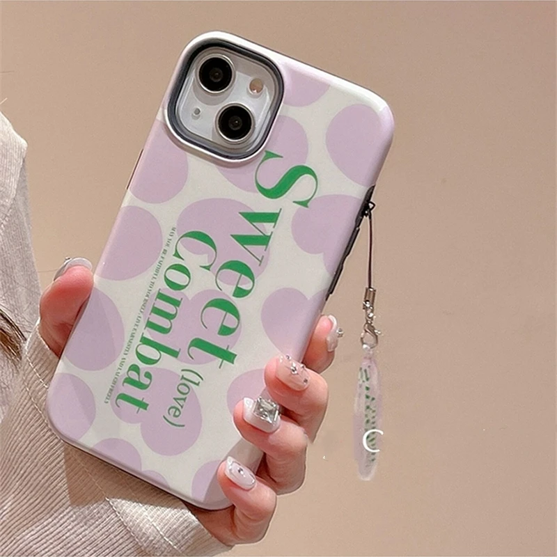 Korea-Simple-Purple-Dot-Pendant-Soft-Phone-Case-For-IPhone-14-12-11-13 ...