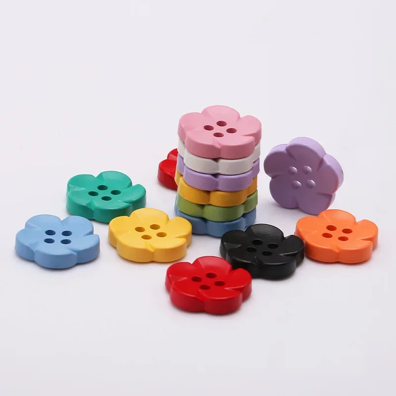 10/20/50pcs Resin Flower Buttons 18mm Color Clothing DIY Decorative ...