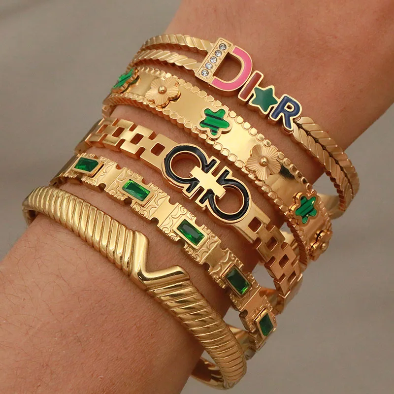 Classic-Stainless-Steel-Metal-Letter-D-Geometric-Bracelet-for-Women ...