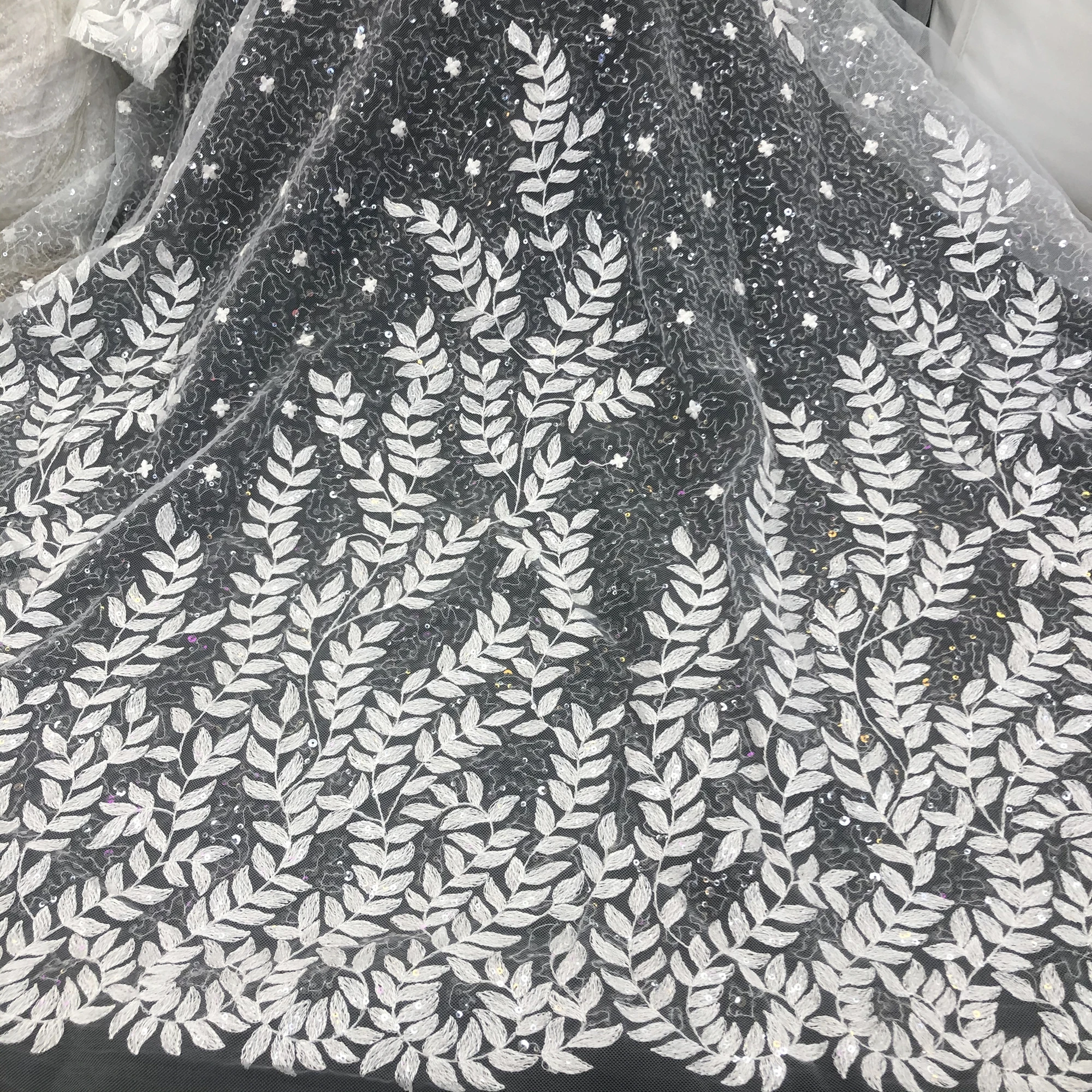 Artificial-Silk-Embroidery-Sequins-Delicate-Leaves-Haute-Couture-DIY ...