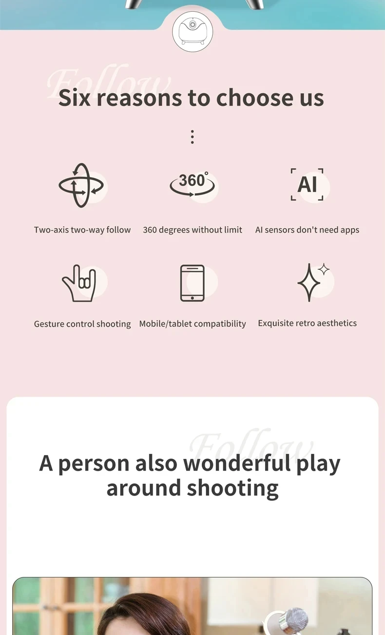 Q8 Auto Face Tracking Gesture Gimbal - myhomelyproduct