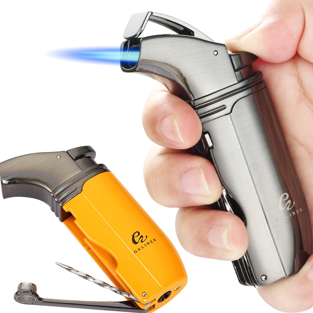 Galiner-Metal-Gun-Cigar-Lighter-Pocket-Blue-Flame-2-Jet-Torch-Lighters ...