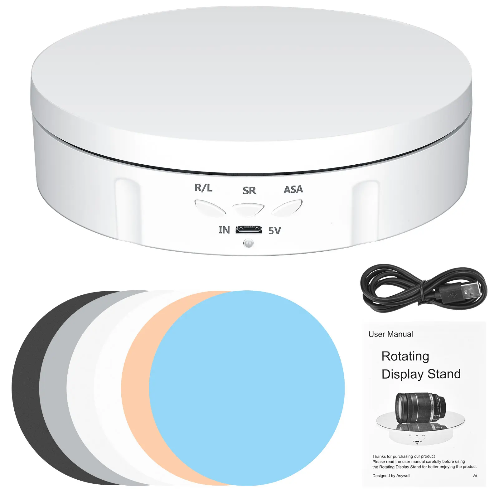 3-Speeds-14-6cm-Intelligent-Electric-Rotating-Display-Stand-Mirror ...