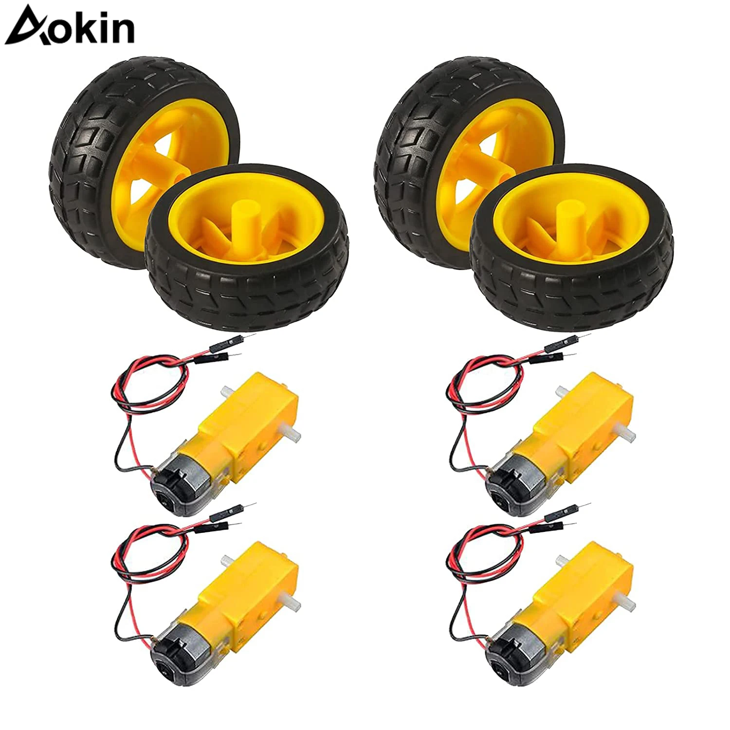 4Pcs-TT-Motor-Wheel-Set-Electric-Gearbox-Dual-Shaft-Geared-DC-TT-Motor ...