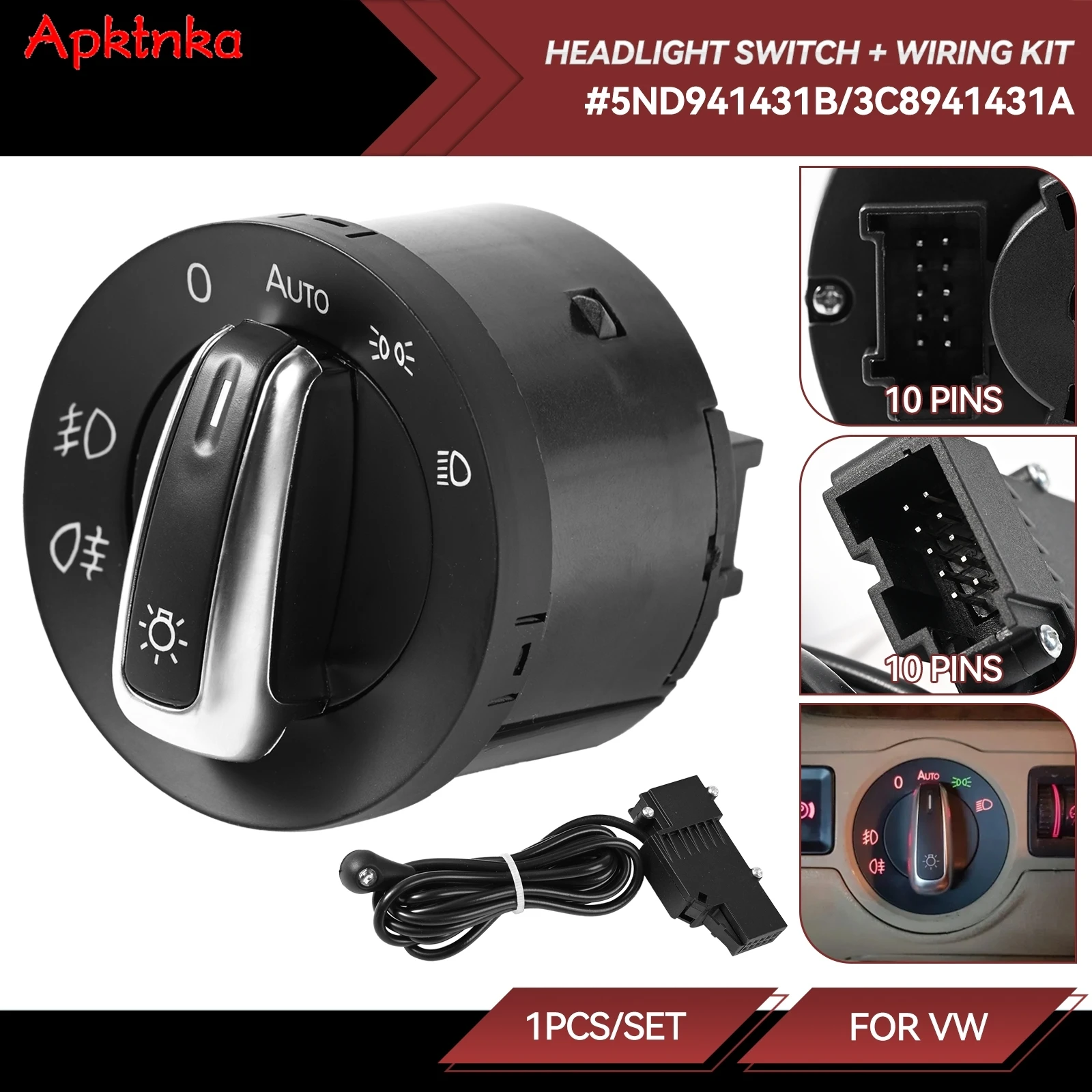 Chrome-Headlight-Switch-For-VW-Golf-Jetta-MK5-MK6-GTI-Passat-B6-7-CC ...