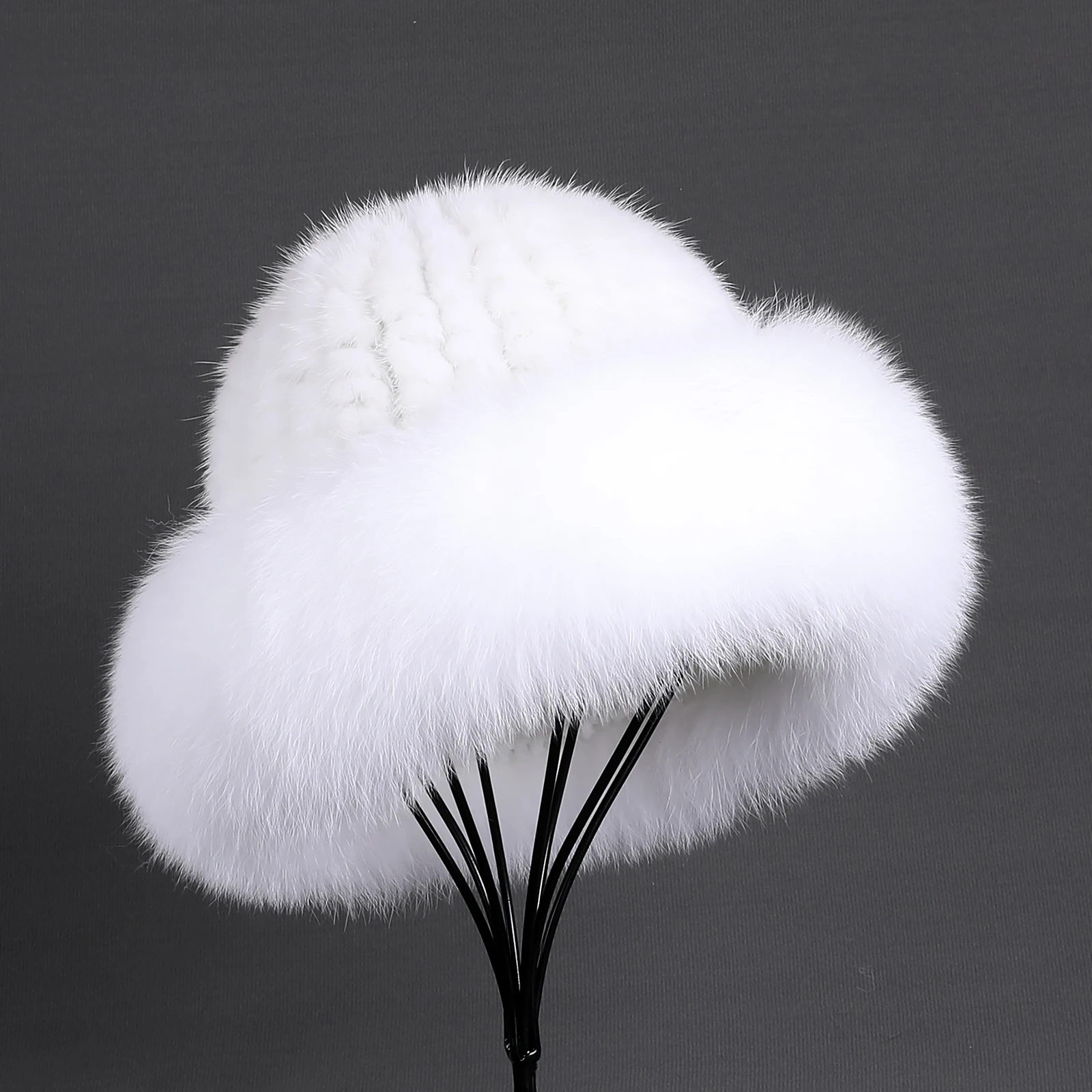Women's Winter Warm Genuine Premuim Mink Fur Knitted Bucket Hat Furry ...