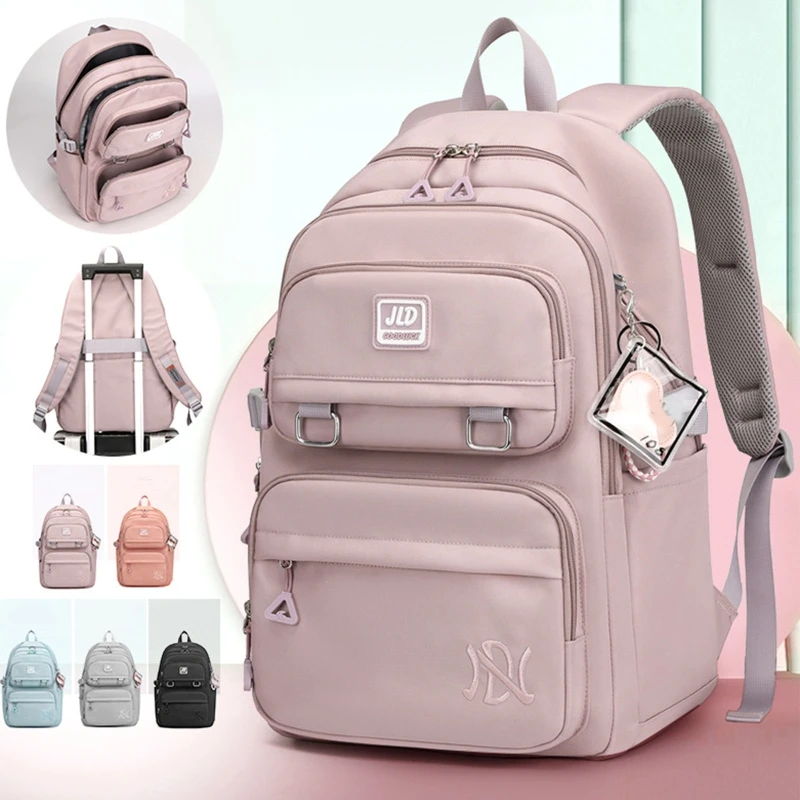 Multi-Pocket-Nylon-Backpack-Travel-Rucksack-Cute-Casual-Daypack-School ...