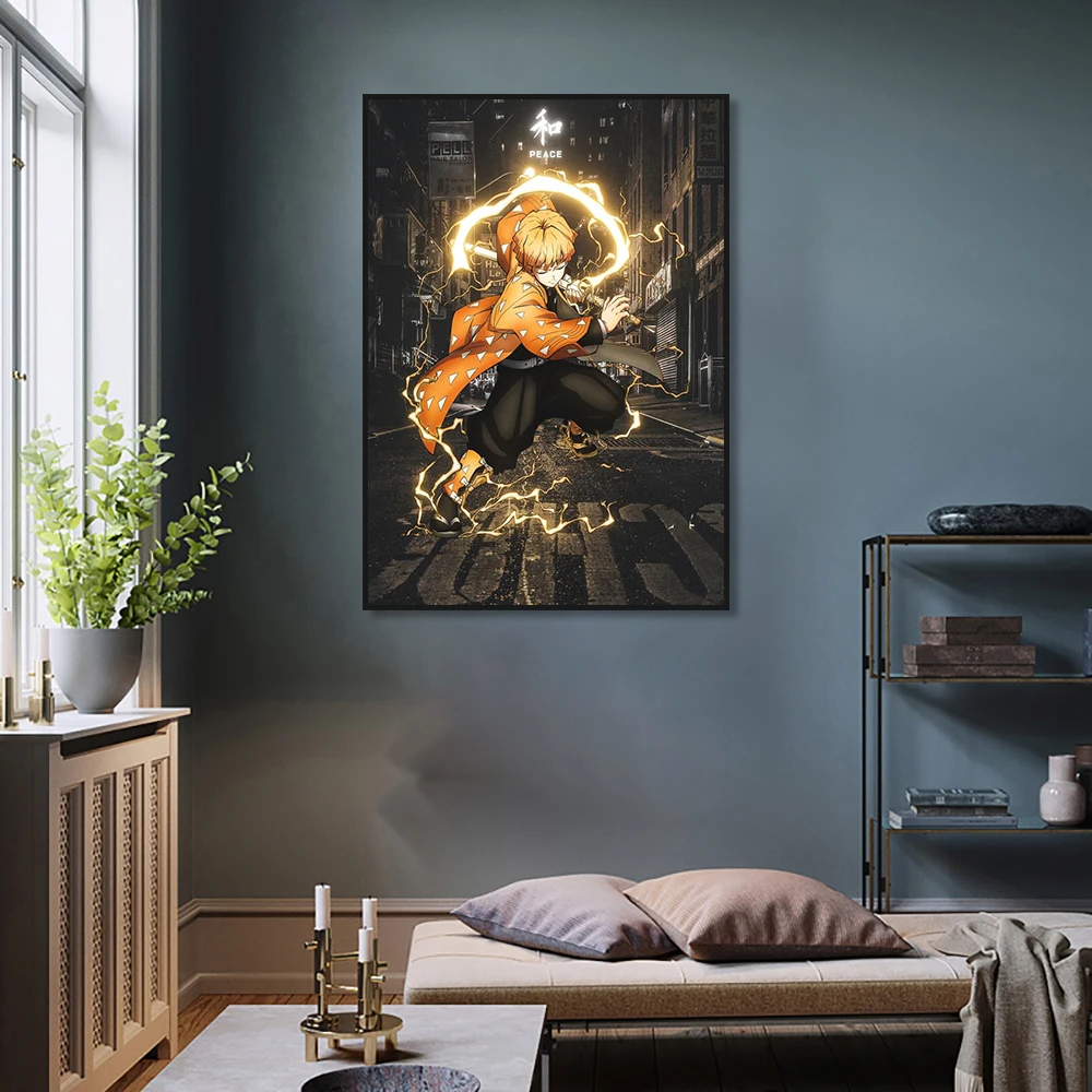 Demon Slayer Anime Poster Agatsuma Zenitsu Canvas Painting Kids Room ...
