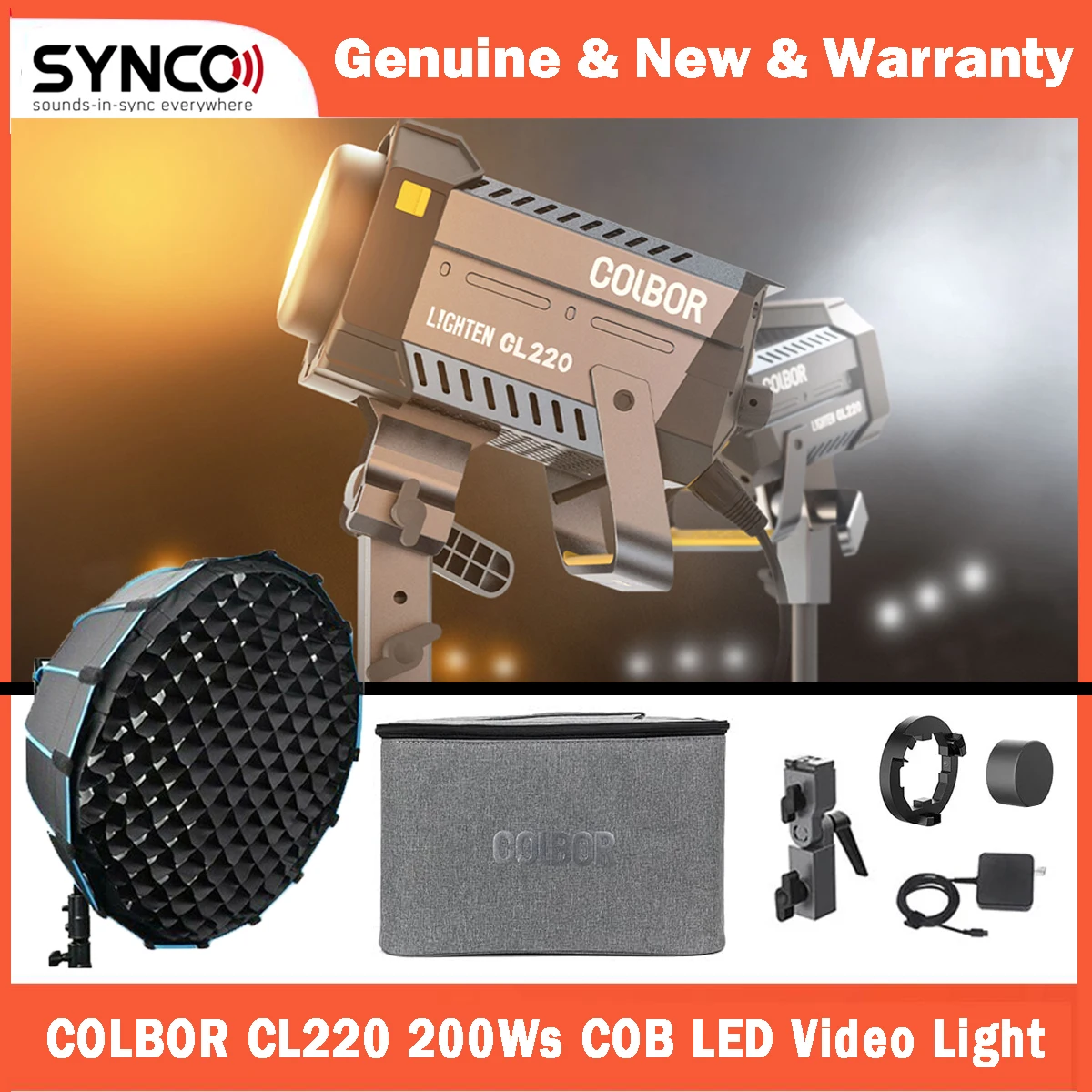 COLBOR-CL220-200W-COB-LED-Video-Light-Bowens-Mount-Lighting-5600K-2700 ...