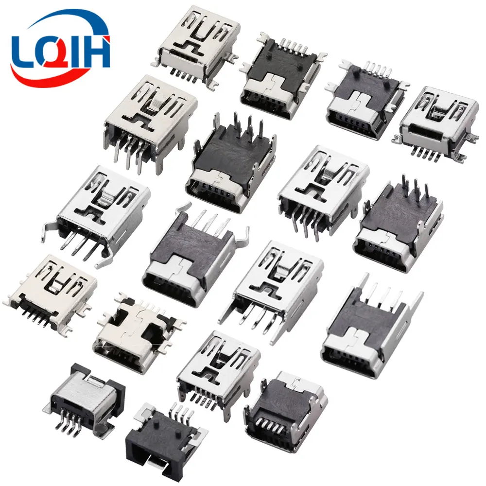 10PCS Mini USB SMD SMT 4Pin 5Pin Female Mini B Socket Connector Plug ...