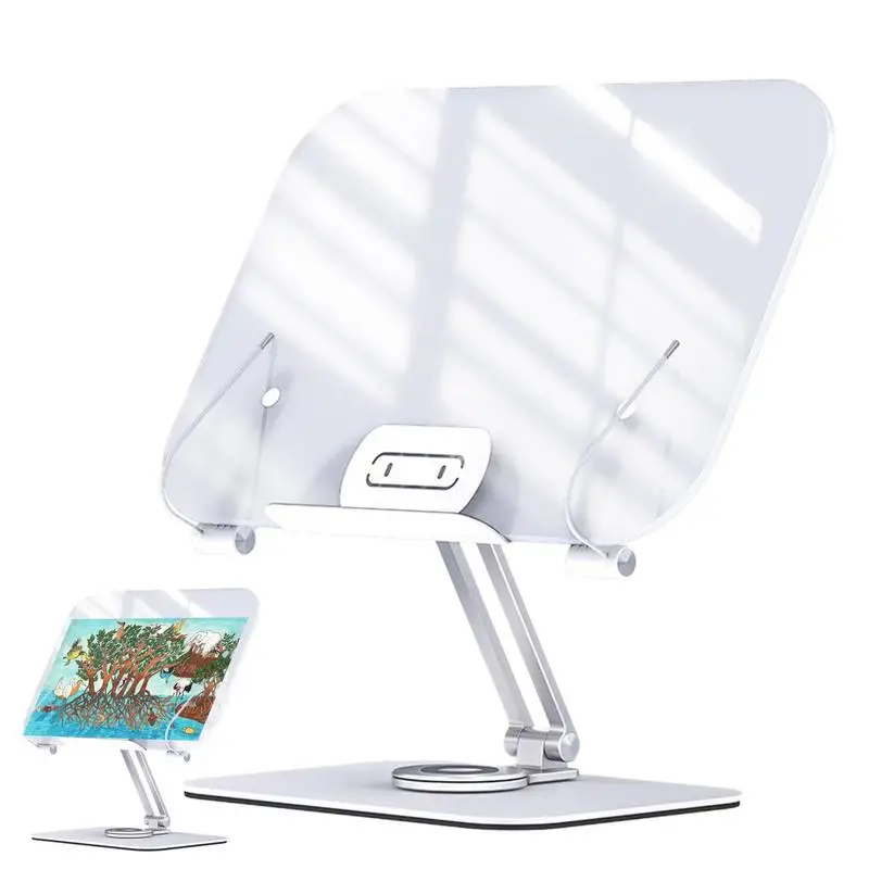 Reading Stand Recipe Book Holder 360 Rotating Base Bookshelf Laptop ...
