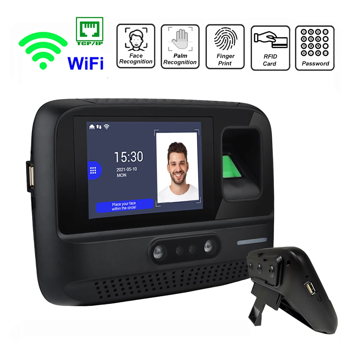 WiFi Palm Face Recognition Time Attendance Machine Desktop Fingerprint ...