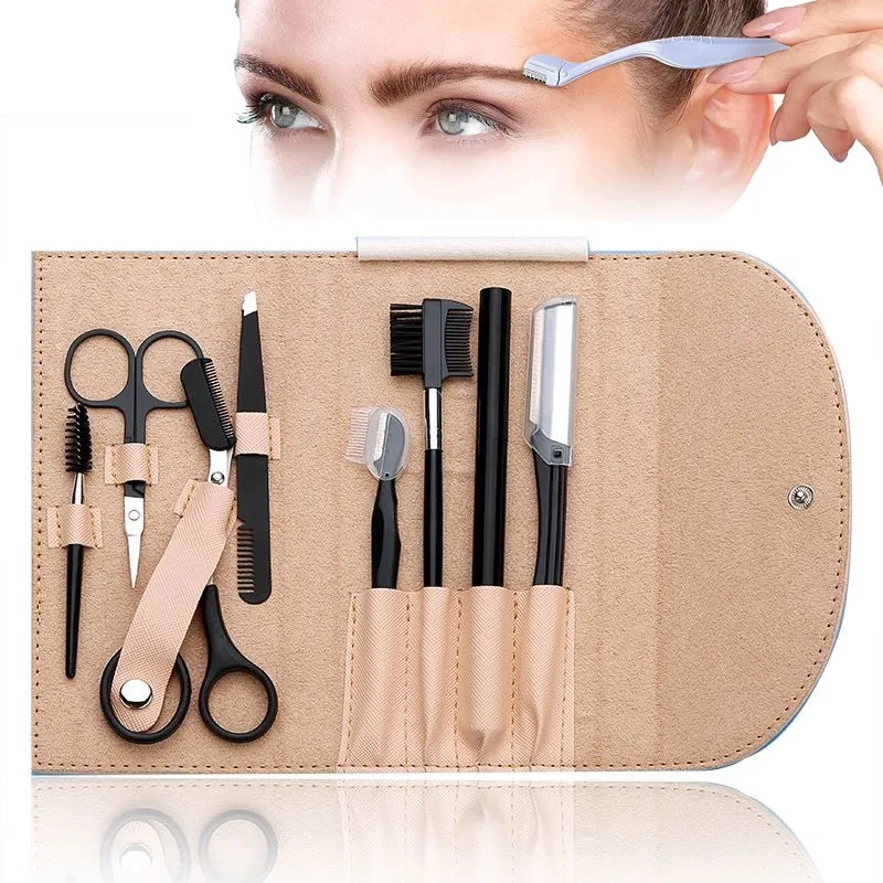 8-Pcs-Professional-Eyebrow-Trimmer-Kit-Brow-Scissors-Monobrow-Comb ...