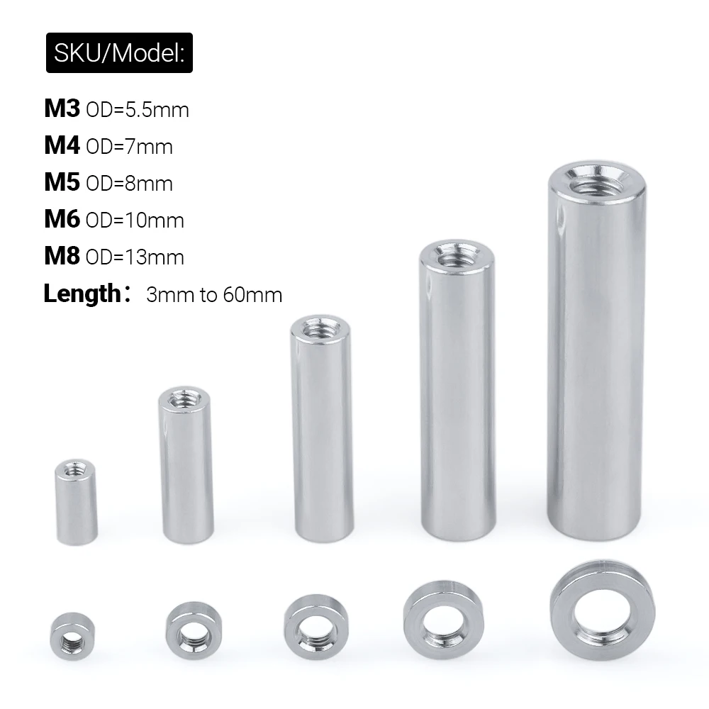 10pcs-Lot-M3-M4-M5-M6-M8-Aluminium-Threaded-Round-Spacers-Flat-Washer ...