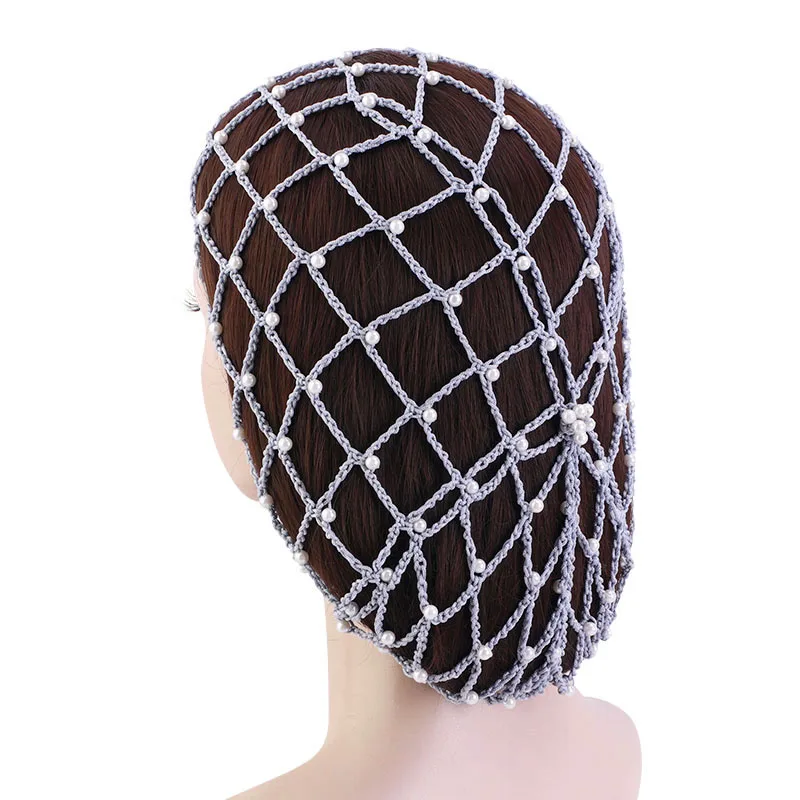 New Arrival Rayon Hair Net Beaded Pearl Crochet For Women Fashion Solid ...