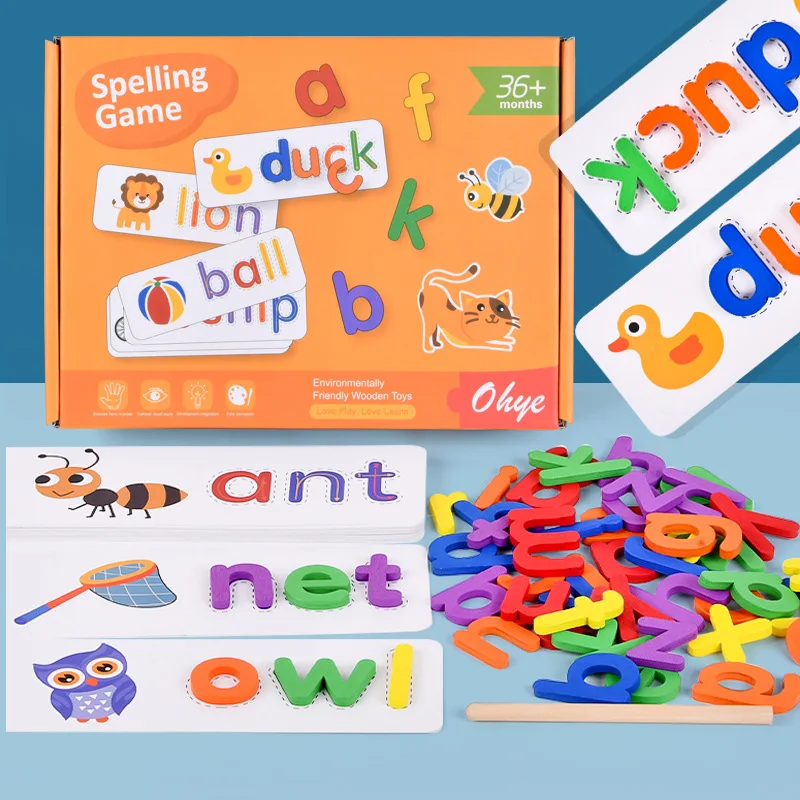 Wooden Spelling Word Puzzle Game Kids Montessori Educational Toys Wooden Spelling Word Puzzle Game Kids Montessori Educational Toys