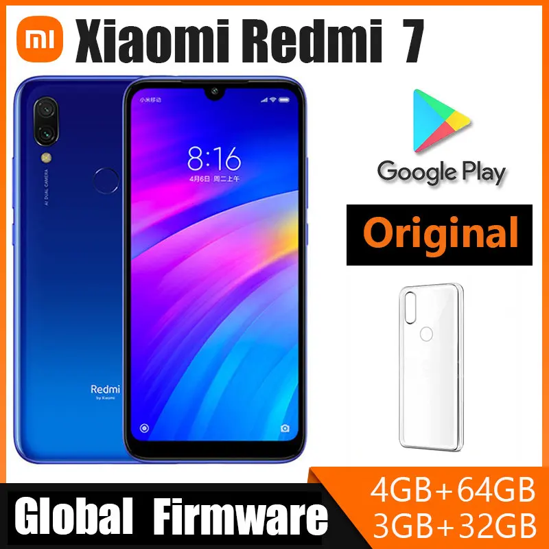 Xiaomi Redmi 7 Cellphone with Phone Case, Dual SIM Solt Cellphone ...
