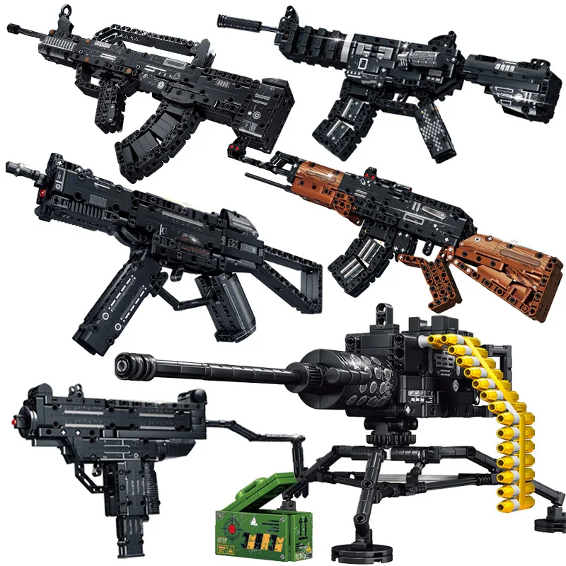 Military-MOC-M2-Machine-Gun-Sniper-Rifle-K98-MP5-AK47-M4A1-Gatling-Gun ...