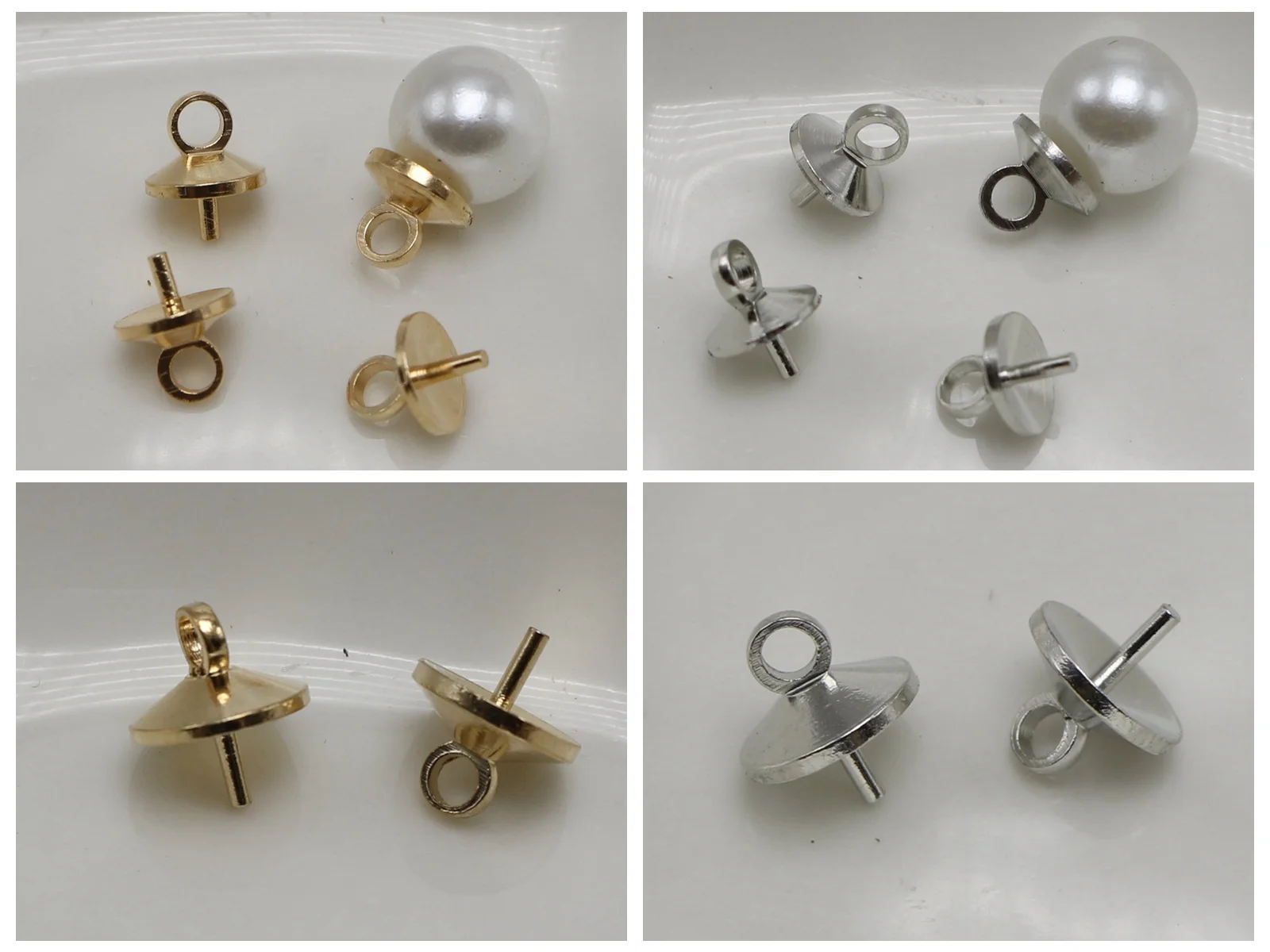 Craft Diy Eye Pin Pendant Connector Bail For Half-drilled Pearl With ...