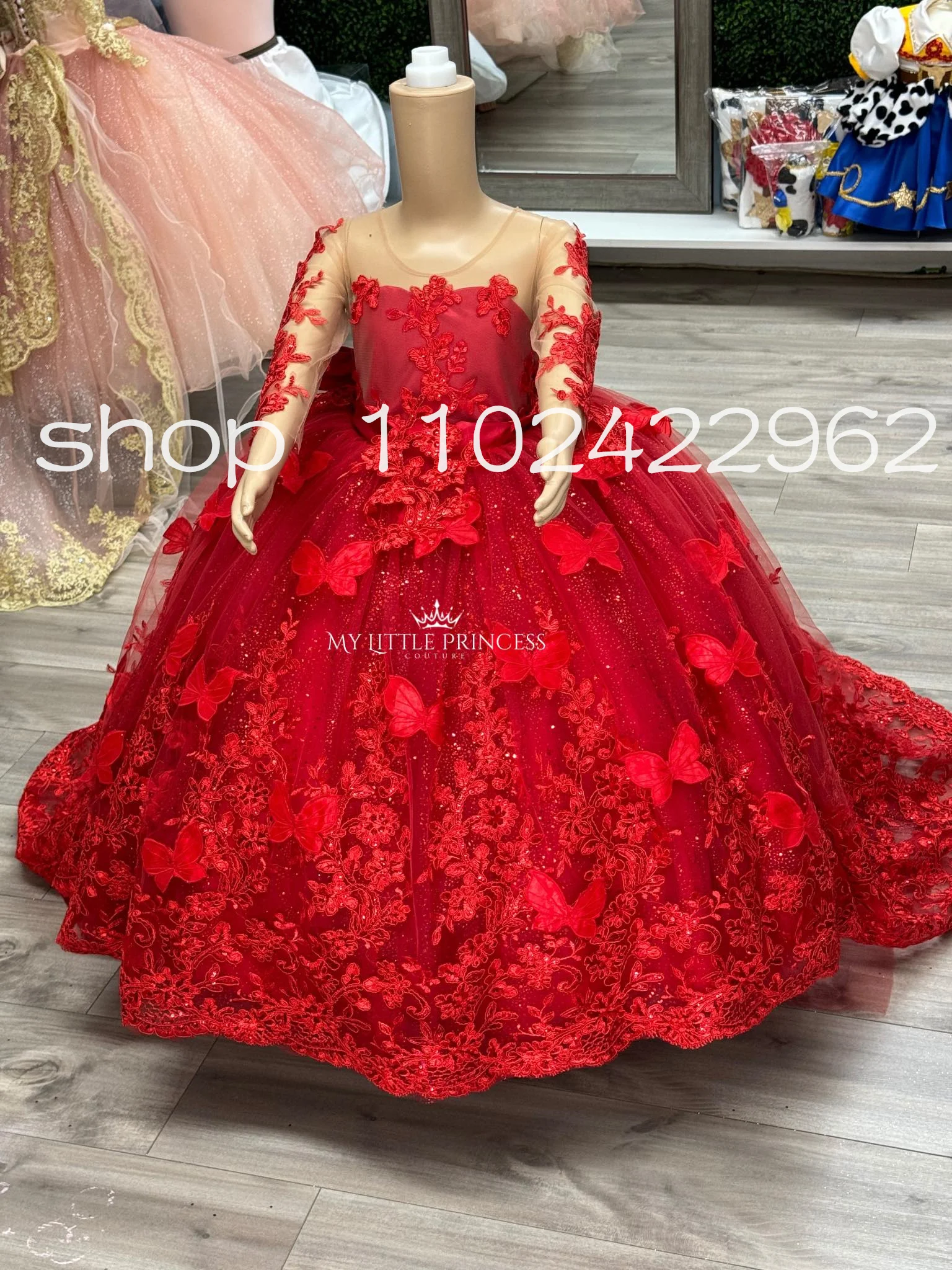 Red-Luxury-Princess-Mini-Quinceanera-Dresses-Charro-Girl-Long-Sleeve ...