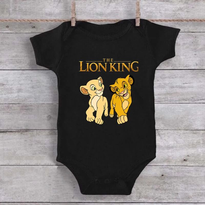 Cartoon Simba Lion King Baby Girl Boy Clothes Black Short Sleeve Cotton ...