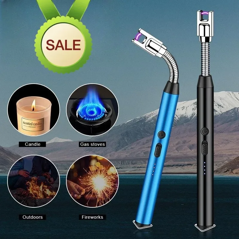 Windproof-Electric-USB-Lighter-Long-Candle-BBQ-Gas-Stove-Ignition-Gun ...