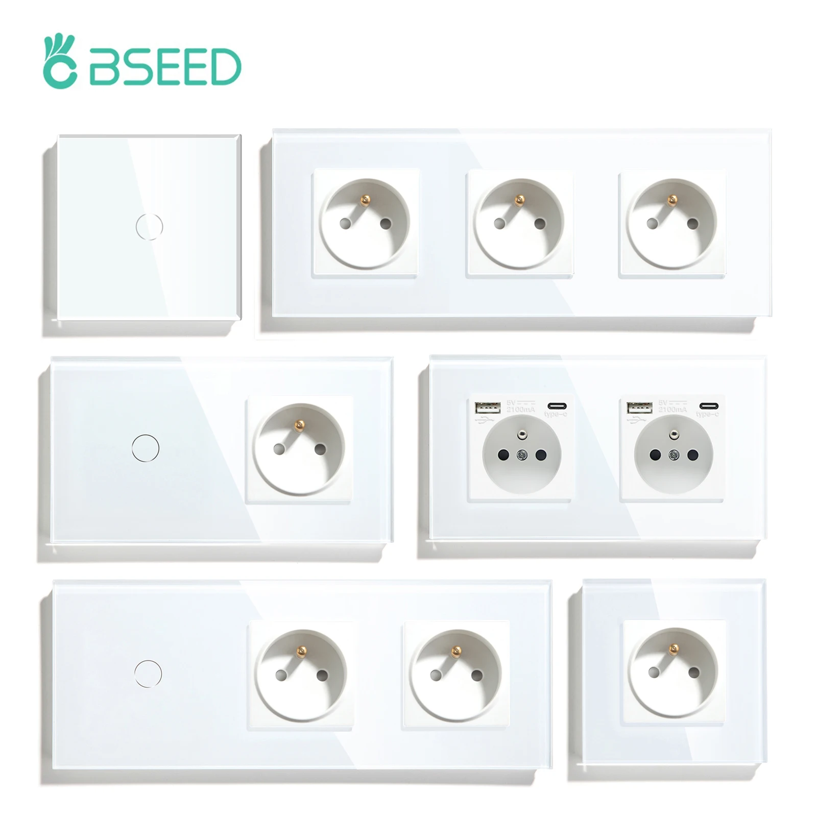 BSEED 1/2/3Gang Touch Switches 1Way Wall Light Switch With French ...