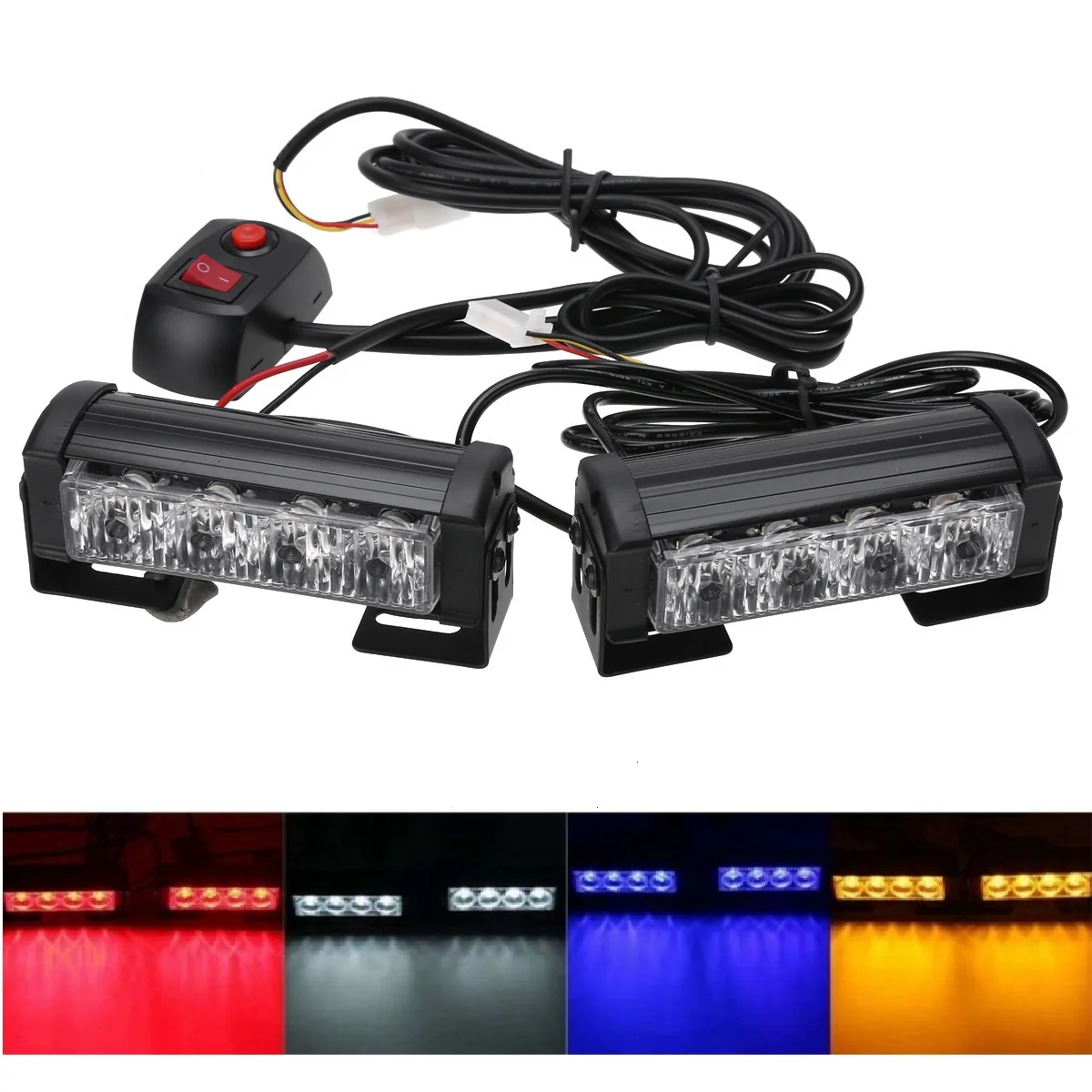 2x4-8LED-Strobe-Police-Lights-12V-for-Car-Emergency-Warning-Lamps-Car ...