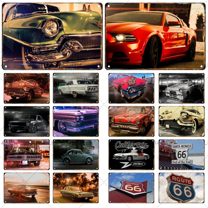 Vintage-Car-Metal-Sign-Tin-Painting-Retro-Car-Poster-Home-Garage-Bar ...