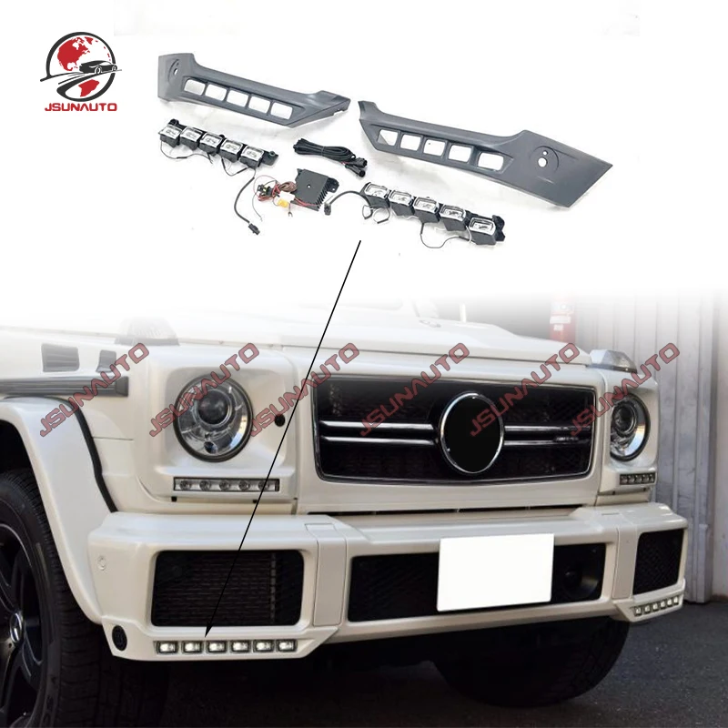 For G Class W463 Auto Exterior Front Bumper Lips With Led PP Bumper ...