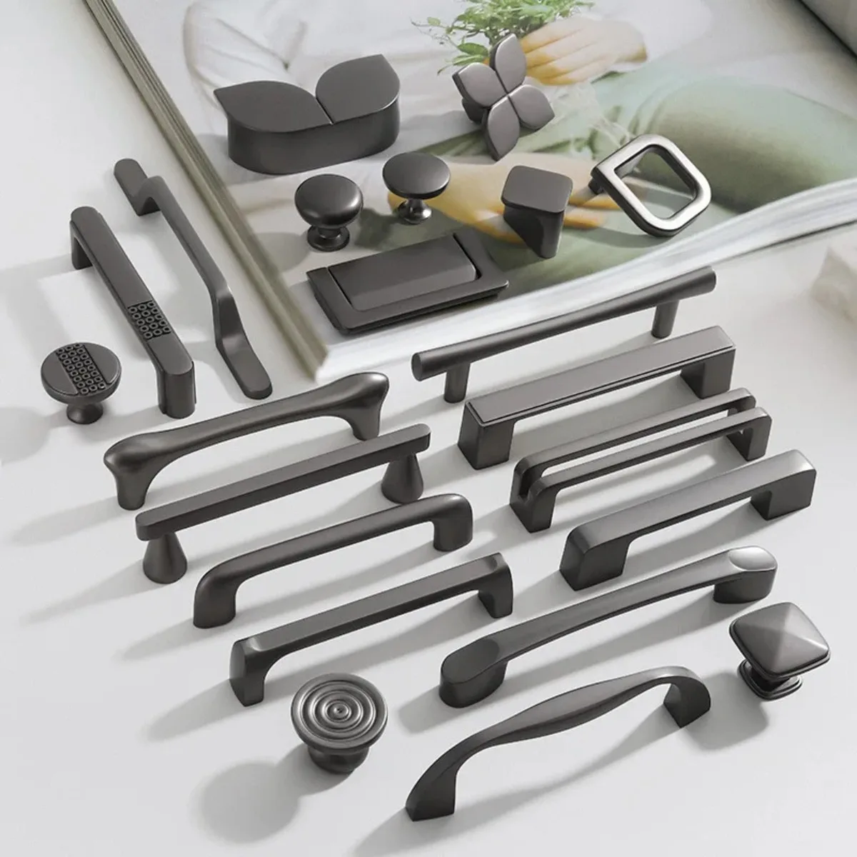 Modern Simple Style Furniture Handles Gray Zinc Alloy Handles for ...
