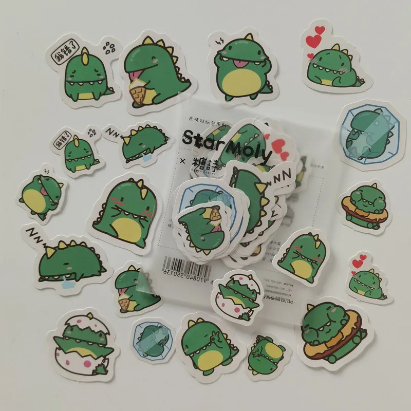 40pcs Kawaii Green Dinosaur Decorative Cartoon Animals Stickers ...