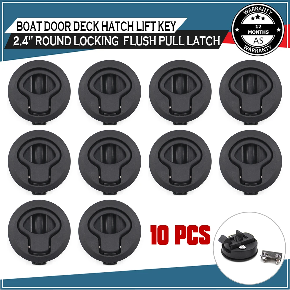 10x-Non-Locking-Plastic-Black-Round-Flush-Mount-Hatch-Flush-Pull-Latch ...