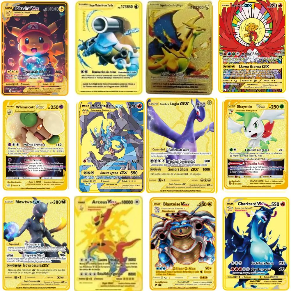 2023 new Spanish Pokémon Cards Metal Letters Spanish Iron Cards Mewtwo ...