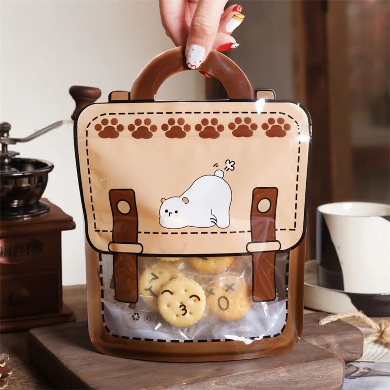 LBSISI-Life-50pcs-Brown-Cute-Plastic-Zipper-Handle-Bags-For-Candy ...