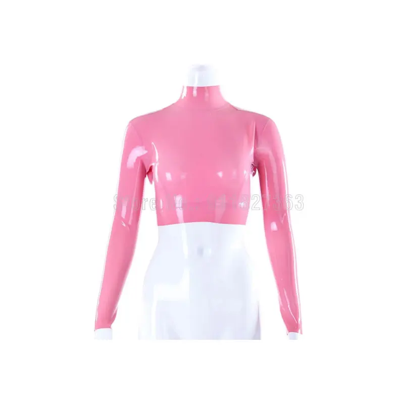Handmade-Latex-Cropped-Top-Female-Long-Sleeves-Lady-and-Sexy-Wear-w ...