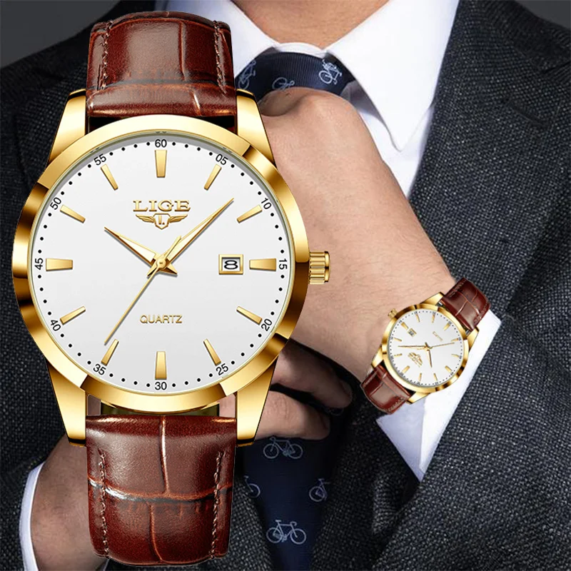 LIGE Man Fashion Quartz Watch Luxury Business Men Watches Waterproof ...