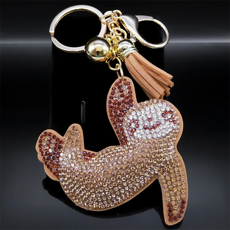 Cute-Sloth-Key-Chain-Gold-Color-Alloy-Crystal-Lazy-Animal-Key-Rings ...